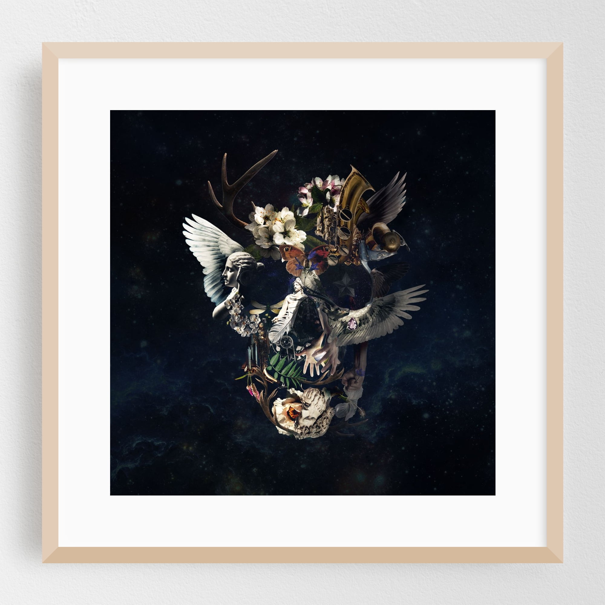 Tale Skull - Collage Surrealism Floral Modern Art Fantasy Bird Nature ...