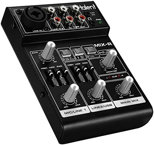 Talent Mix-R 3-Channel 4-in 2-Bus Compact Portable Stereo Mixer with ...