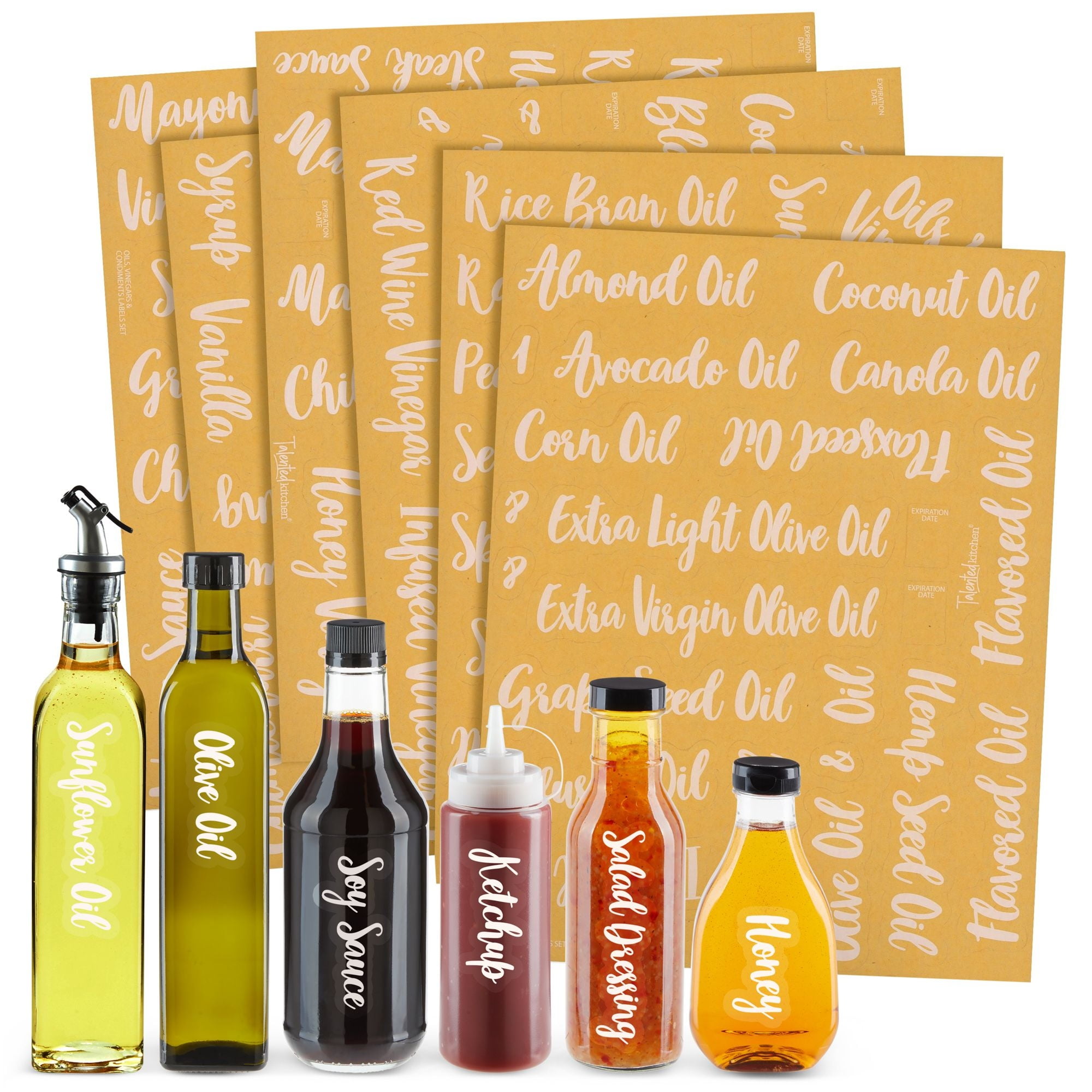 Talented Kitchen 132 White Cursive Font Oil and Vinegar Labels for ...