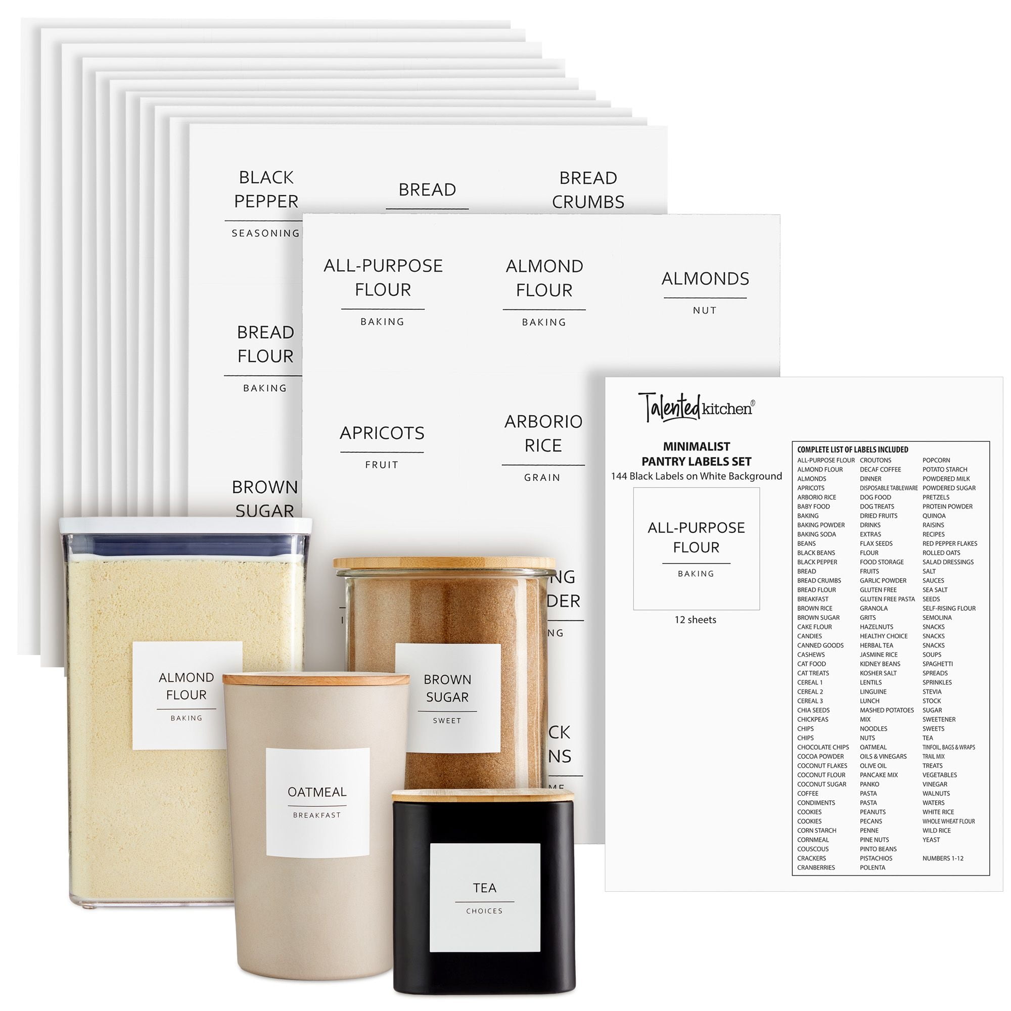 Talented Kitchen 144 Pantry Labels for Containers Food Storage Matte ...