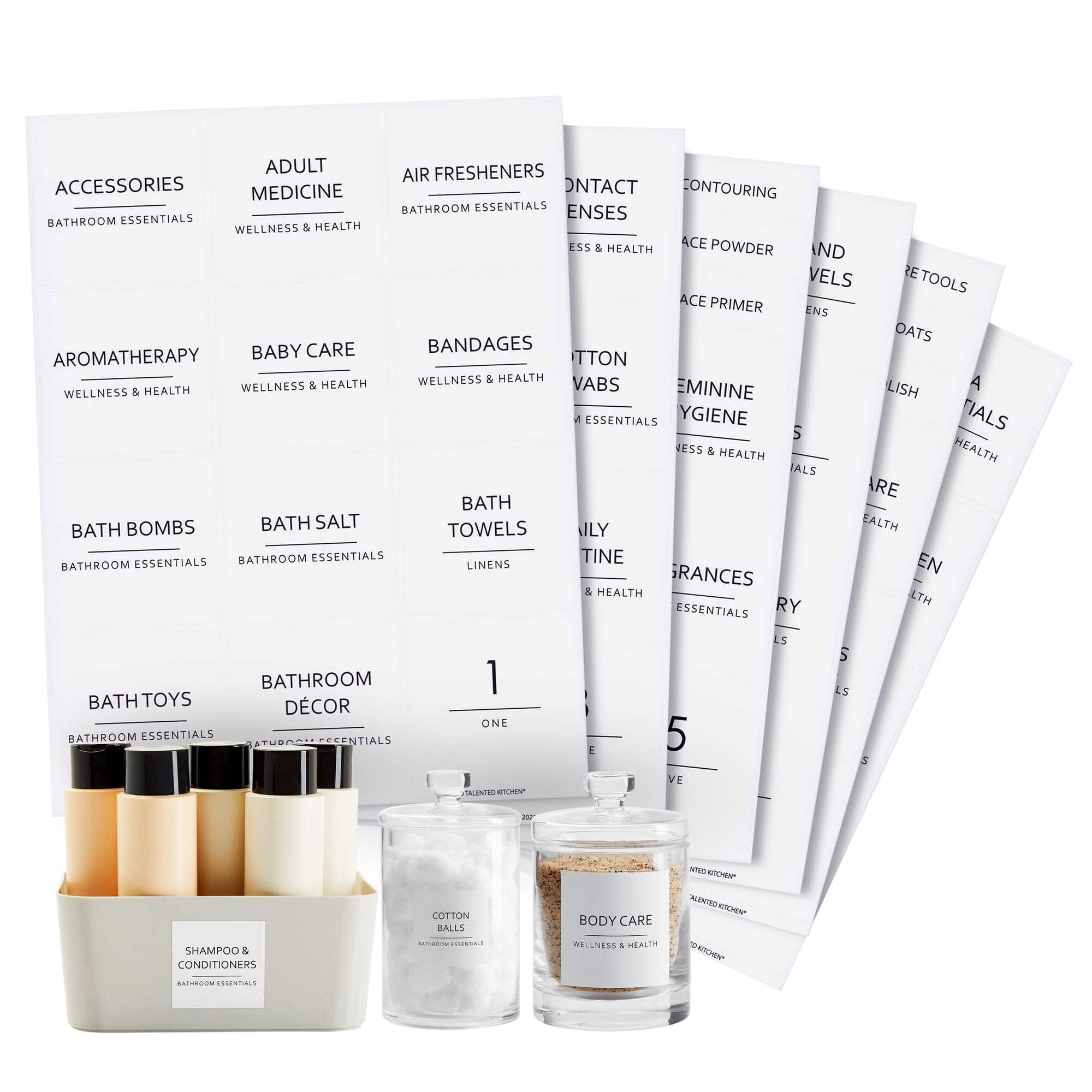 Talented Kitchen 174-Piece Bathroom Labels Set for Container ...
