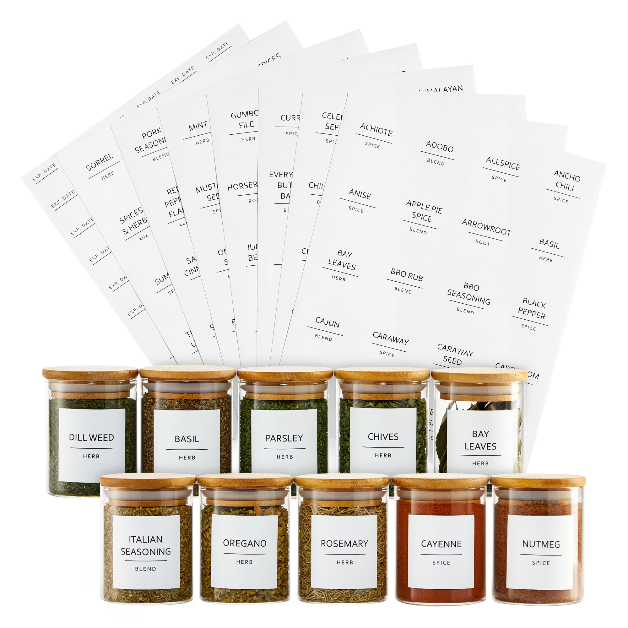 Talented Kitchen 184 Spice Labels Stickers, Preprinted White Spice Jar ...