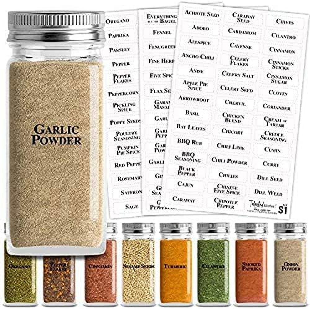 Talented Kitchen Clear Spice Labels - 125 Preprinted Labels: 121 Spice ...