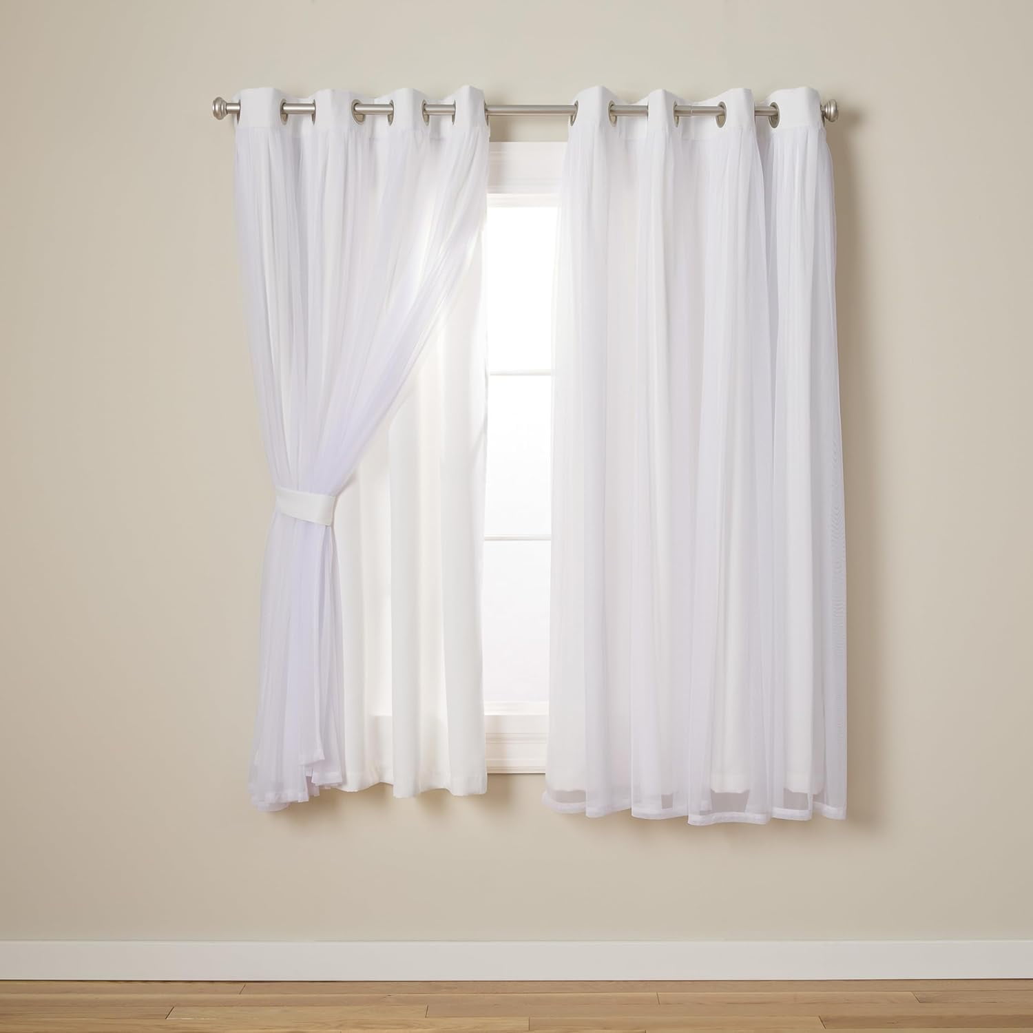 Talia Double Layer Indoor Curtains, Sheer and Room Darkening Blackout ...