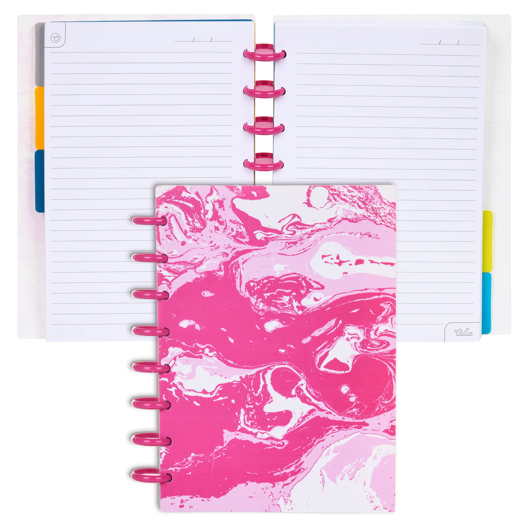 Talia Notebook Planner Customizable – 8912 (Pink Marble Flow /Pink Disc ...