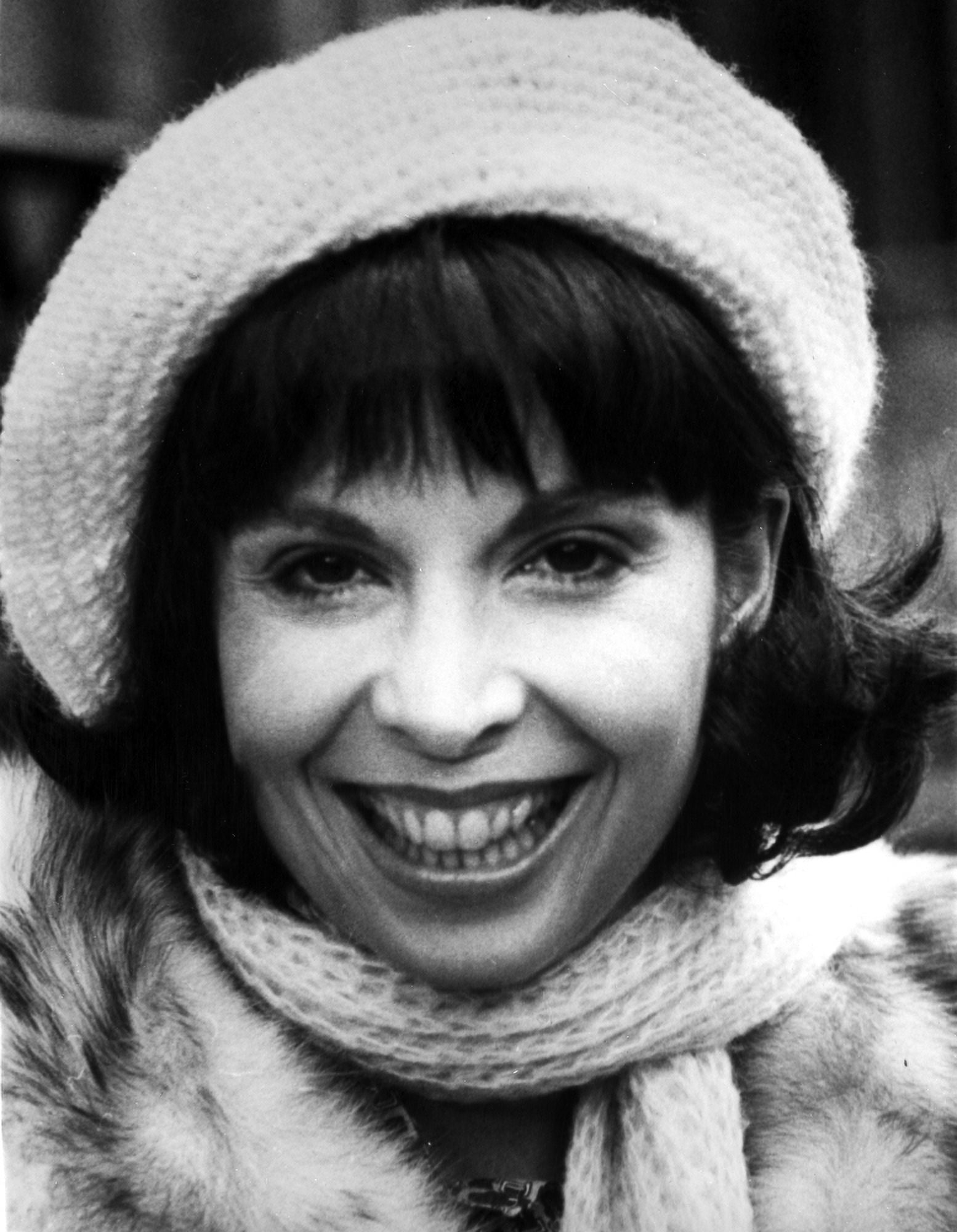 Talia Shire wearing a Furry Blouse with Crochet Shawl and Hat Photo ...
