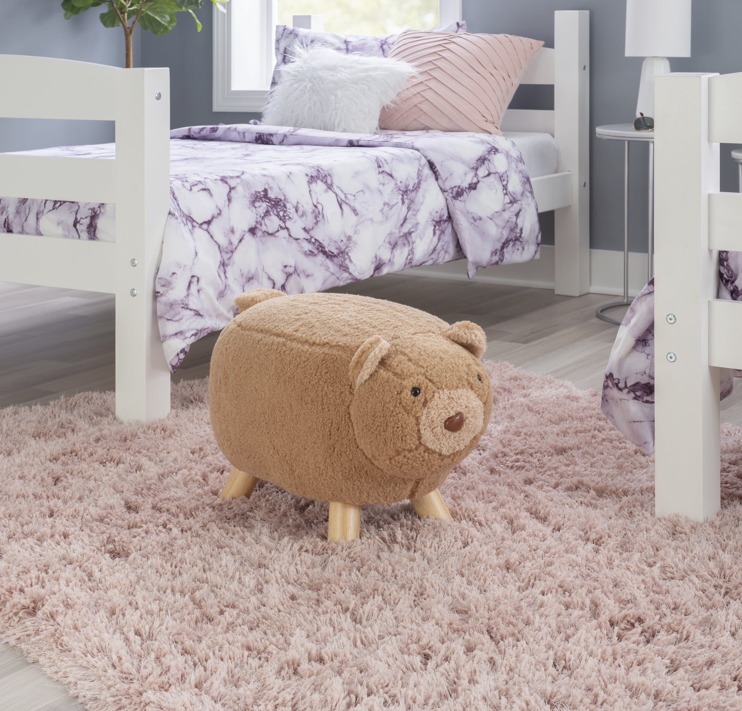 Talia the Teddy Bear Children's Stool, Brown Faux Fur - Walmart.com