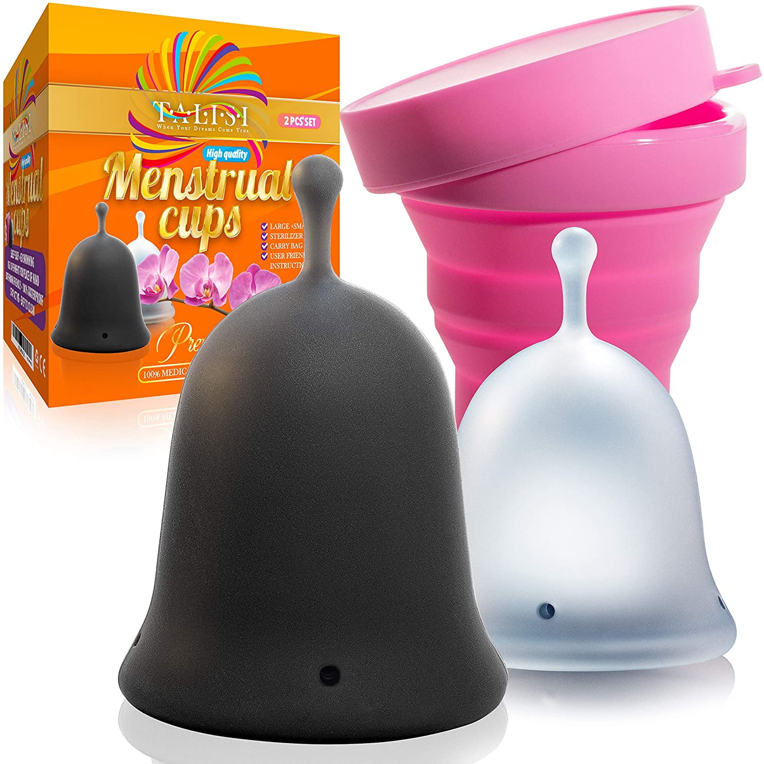 Talisi Feminine Hygiene Menstrual Cups with Collapsible Sterilizer ...