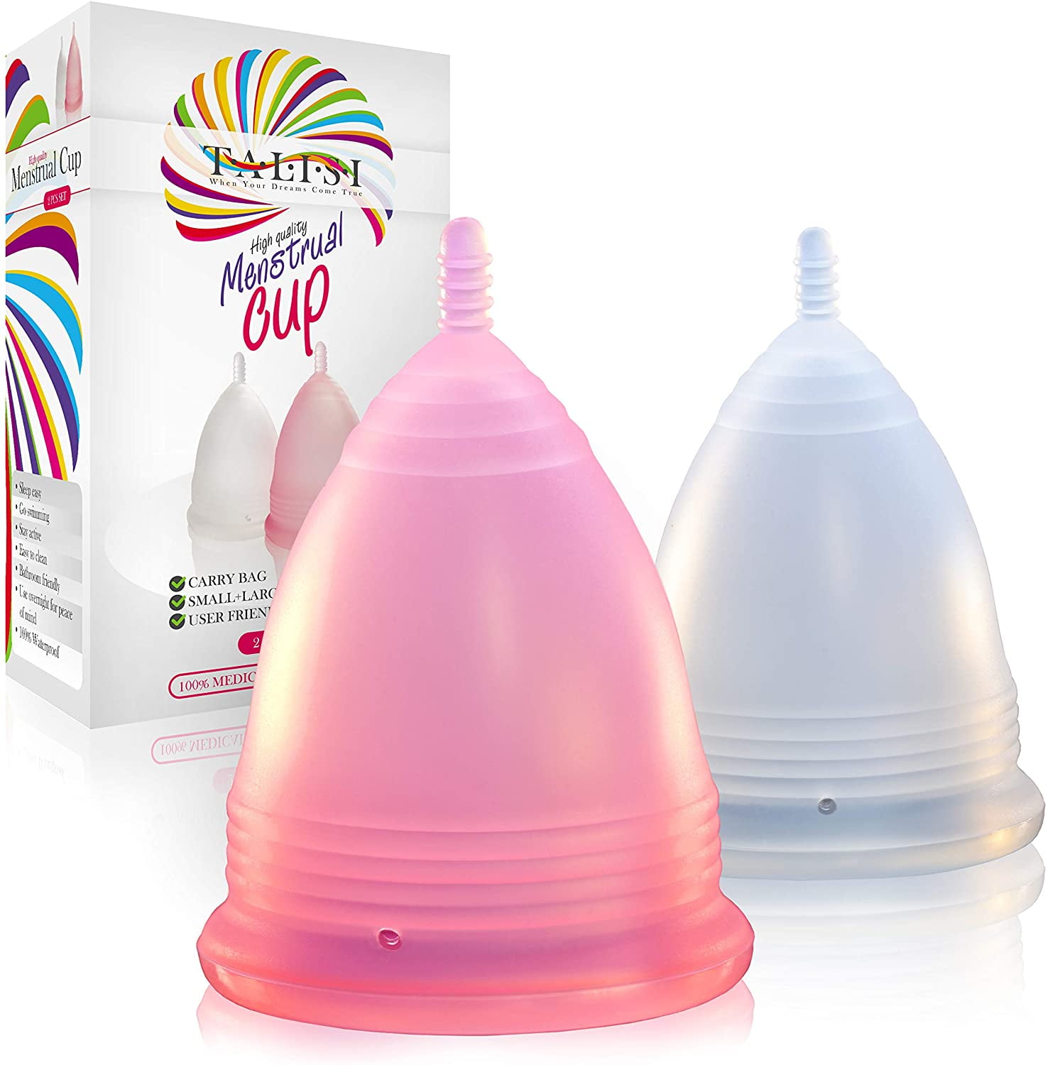 Talisi Menstrual Cups Set of 2 - Small & Large Silicone Cups for ...