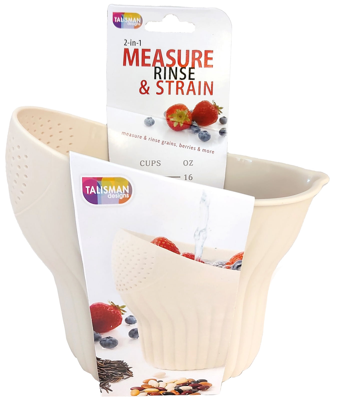 Talisman Designs 2-in-1 Measure Rinse & Strain for Grains, Fruit, and ...