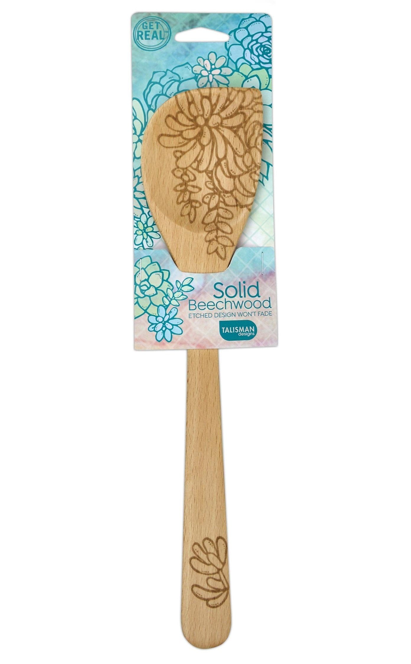 Talisman Designs Laser Etched Beechwood Corner Spoon, Succulent ...