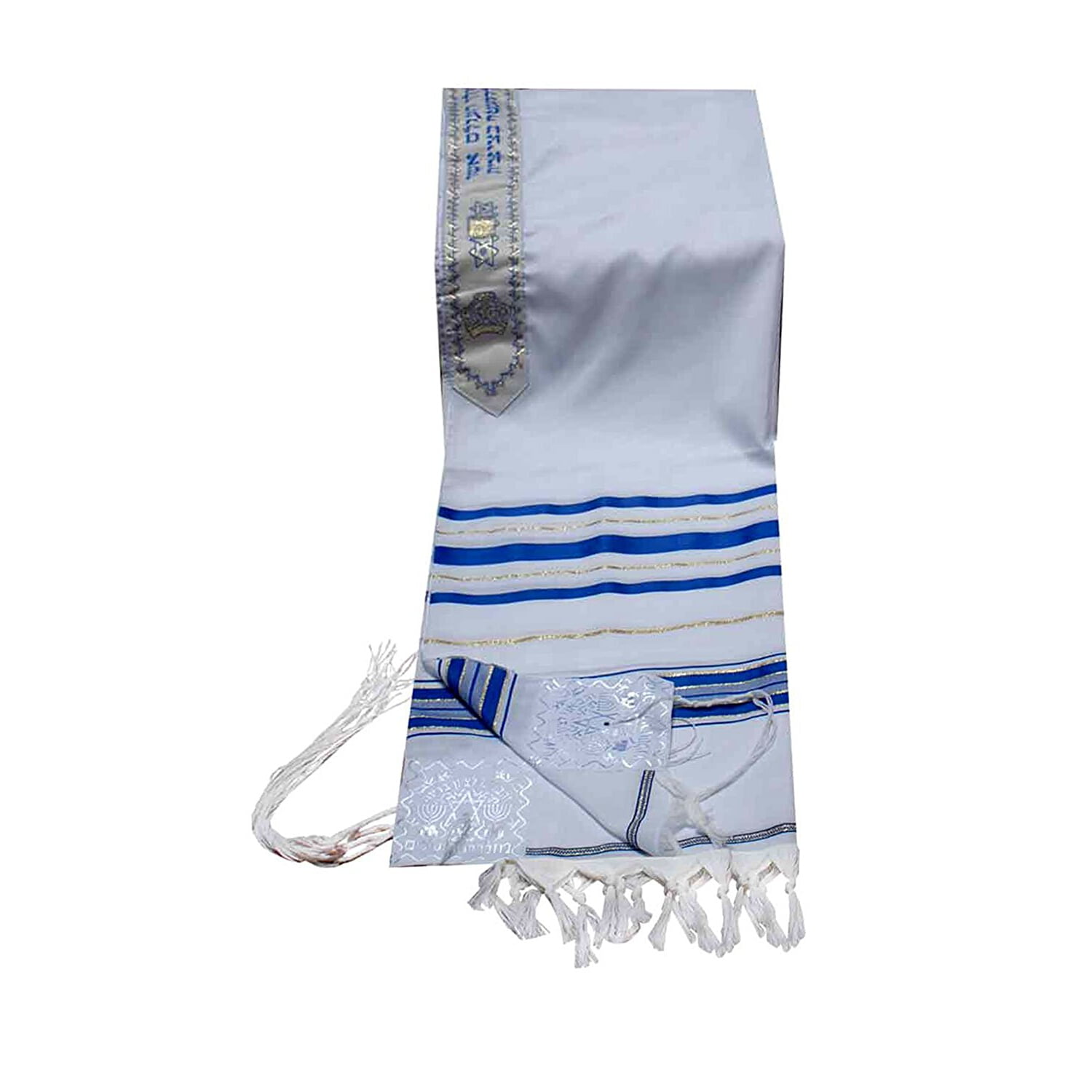 Talitnia Acrylic Tallit (Imitation Wool) Prayer Shawl Blue and Gold ...