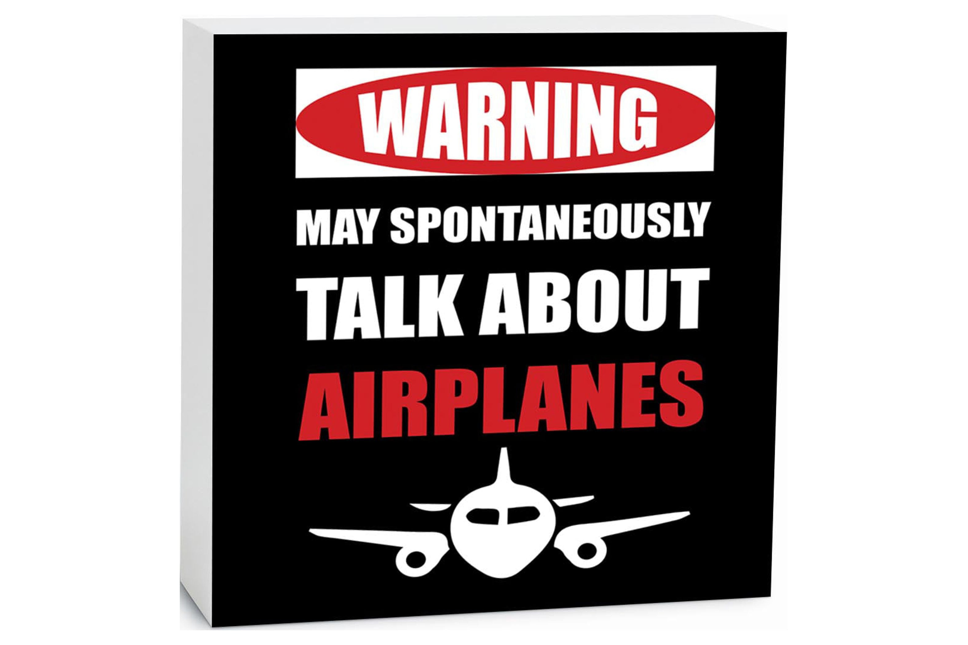 Talk About Airplanes Red White Plane 5 x 5 Wood Tabletop Sign Plaque ...