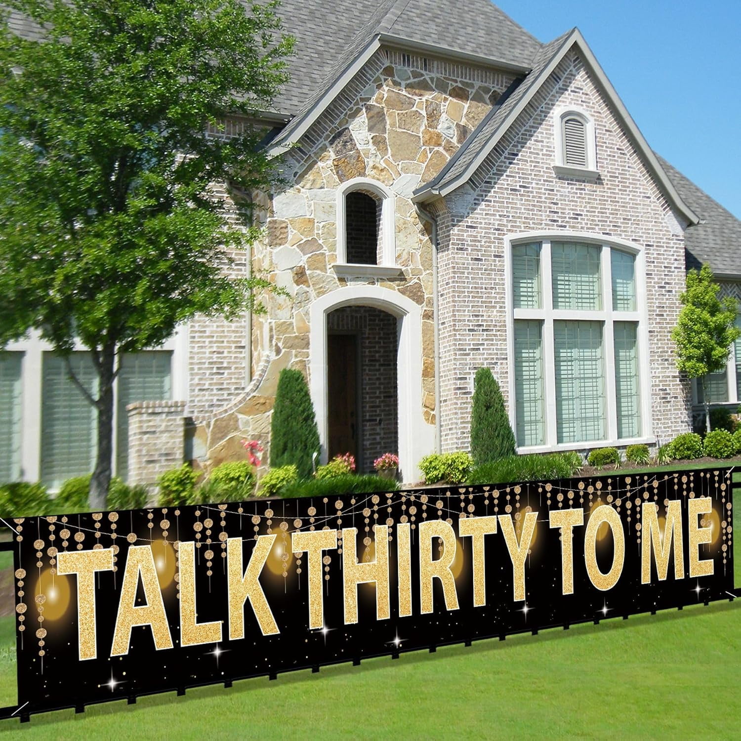 Talk Thirty to Me Banner Backdrop,Funny 30th Birthday Party Sign Photo ...