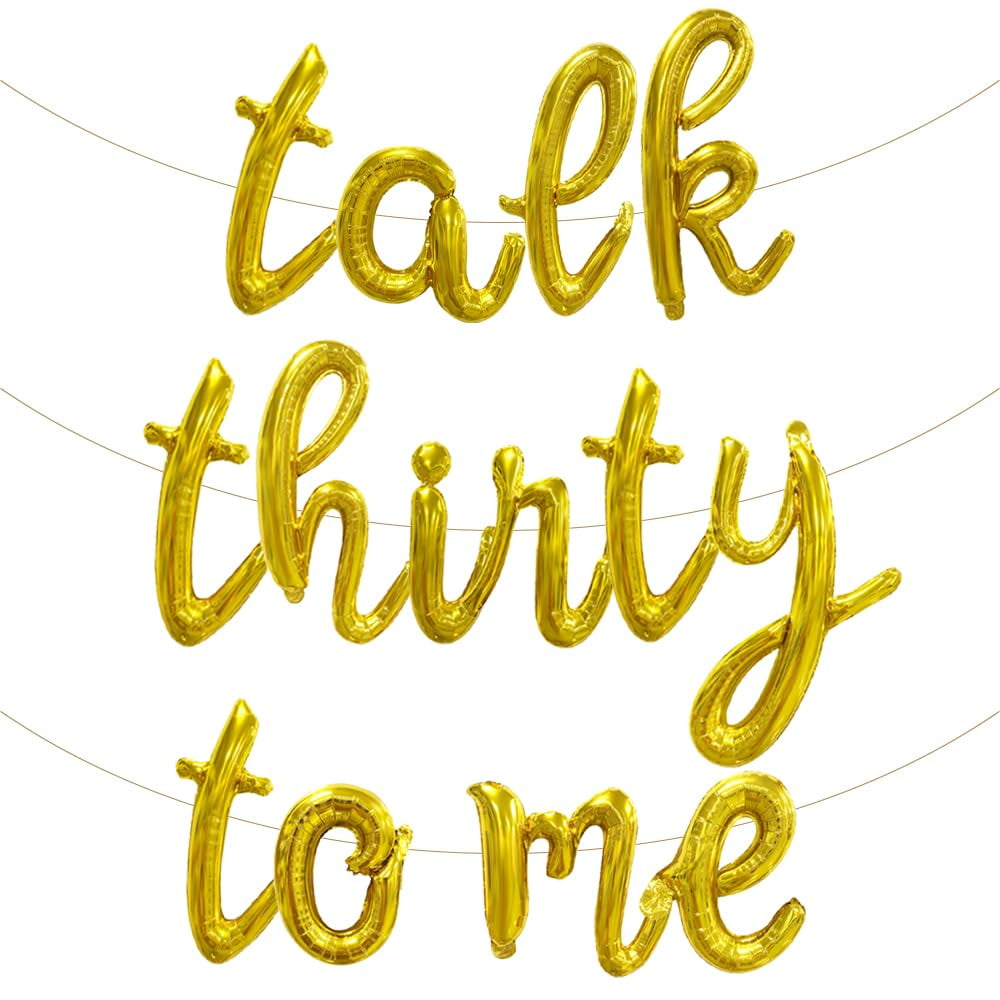 Talk Thirty to Me Script/Cursive Gold ZLK1 Letter Balloons, Dirty 30th ...
