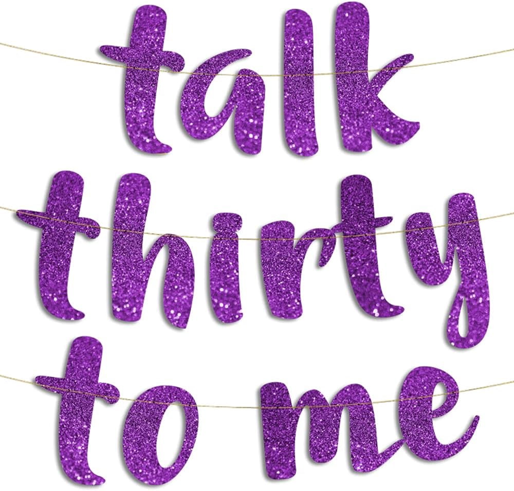 Talk Thirty to Me Purple Glitter Banner - 30th Birthday Party ...