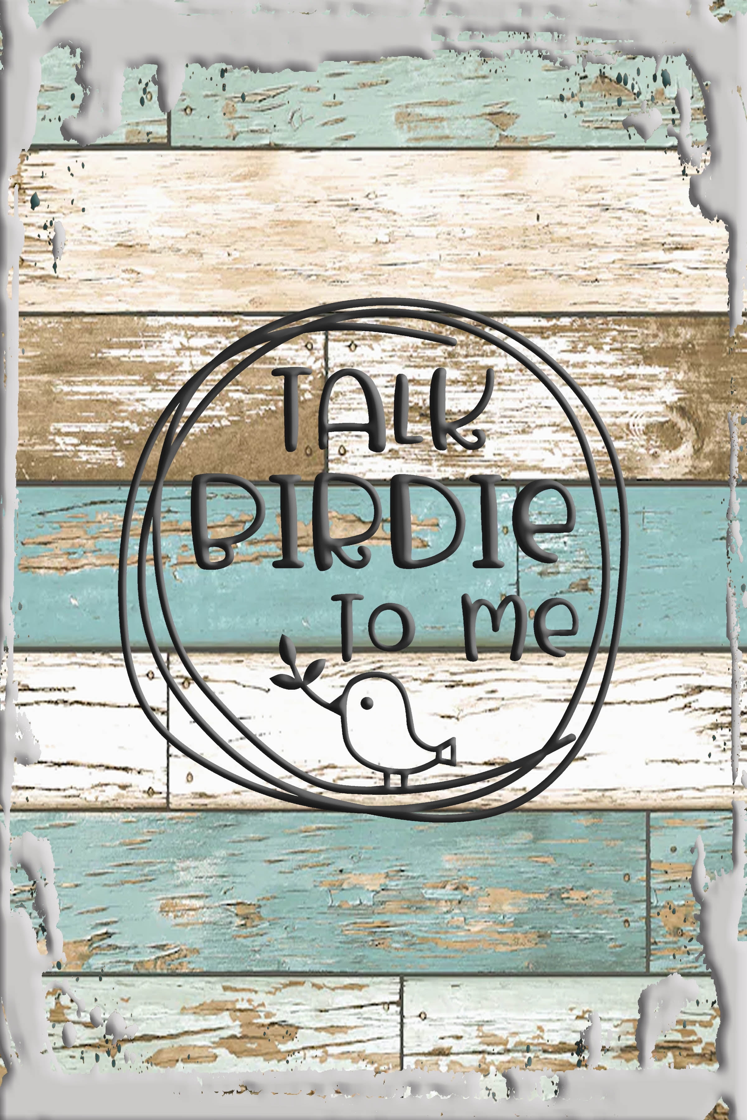 Talk birdie to me funky cute love birds nature outdoors White Wall Art ...