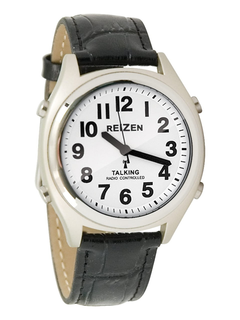 Talking Atomic Watch - White Face-Black Numbers-Leather Band - Walmart.com