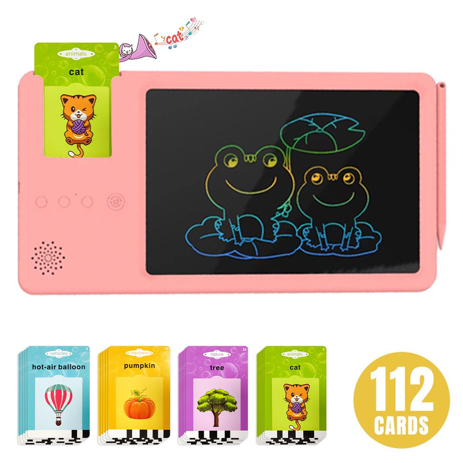 Talking Flash Cards with LCD Writing Tablet, Montessori Toys Gifts for ...