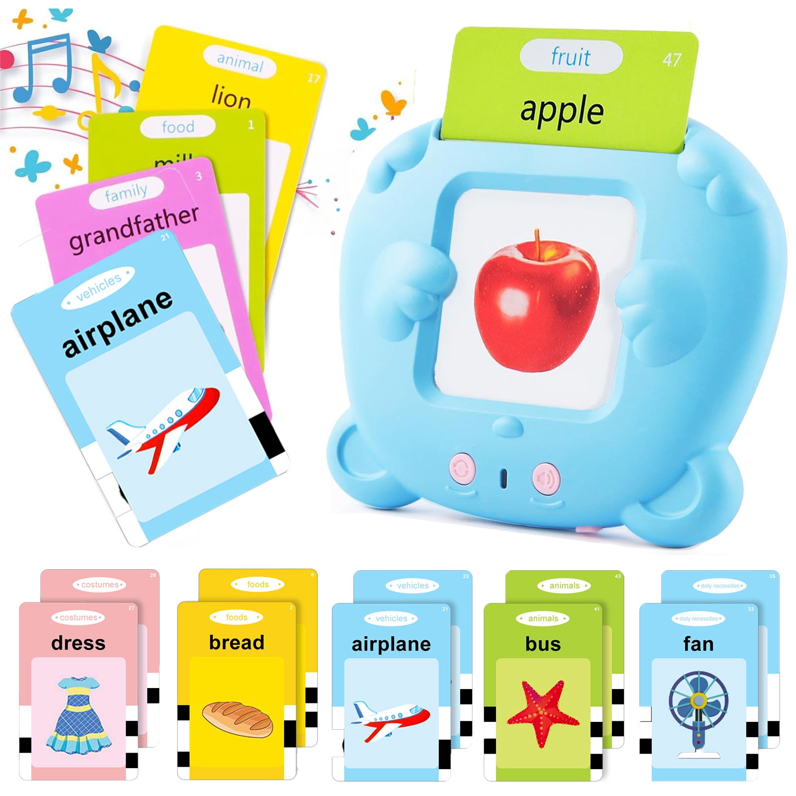 Talking Flash Cards Learning Toys for 2 3 4 5 6 Years Old Boys Girls, Sight Words Talking Flash ...