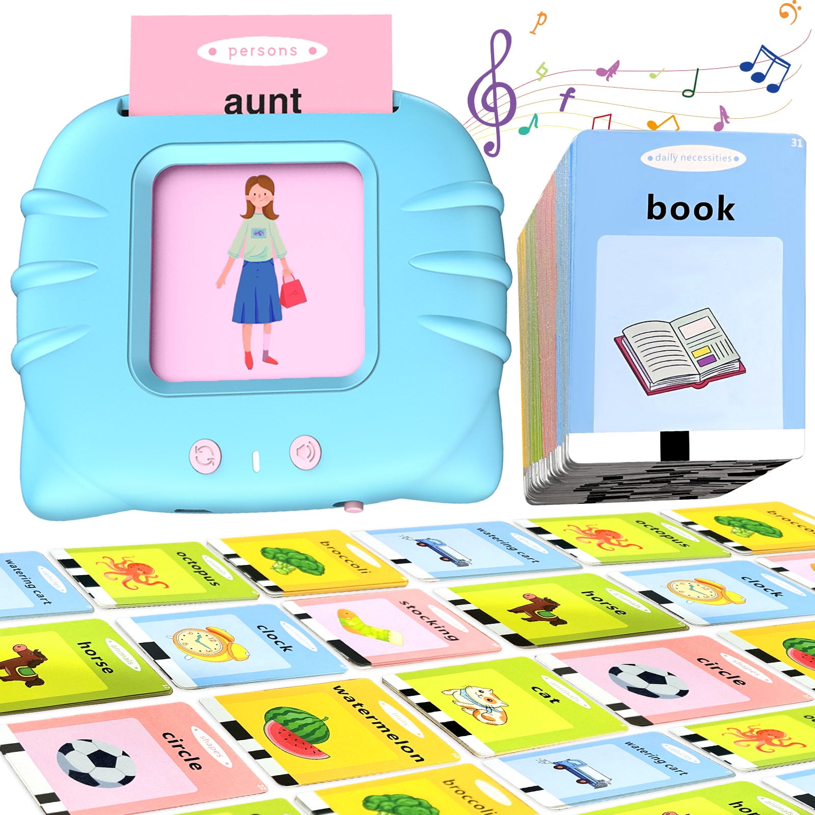 Talking Flash Cards Speech Learning Toys with Sight Words Montessori ...