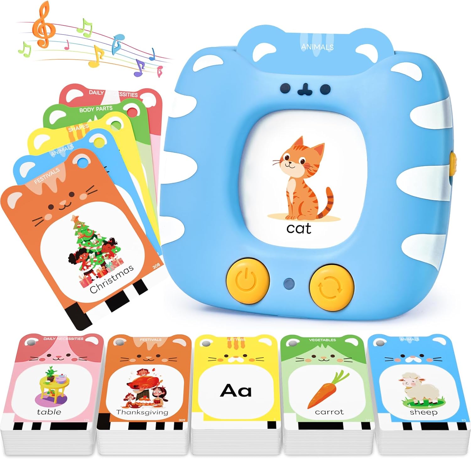 Talking Flash Cards for Toddlers 1-5 Clear Voice & Thick Cards & Easy ...