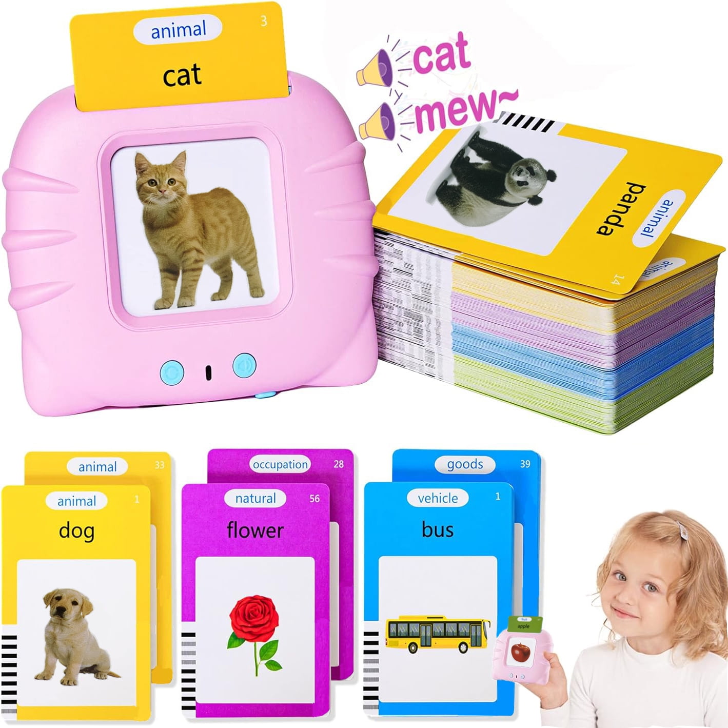Talking Flash Cards for Toddlers 2-4 Years Speech Therapy Toys, Pocket ...
