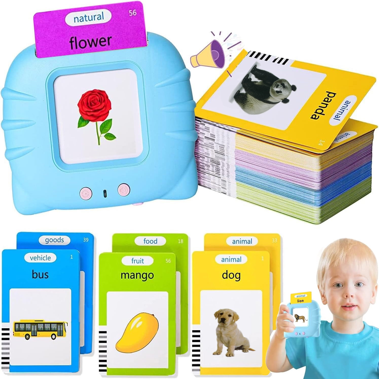 Talking Flash Cards for Toddlers 2-4 Years Speech Therapy Toys, Pocket ...