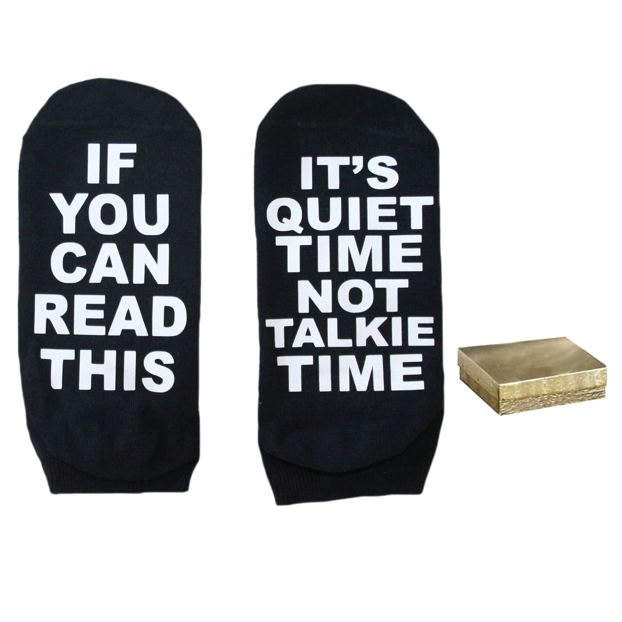 Talking Socks It's Quiet Time Not Talkie Time Adult Black Ankle Socks ...