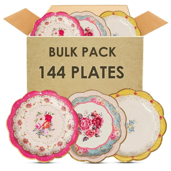 Talking Tables 144 x Floral Paper Plates Strong Pretty Patterned Bulk ...