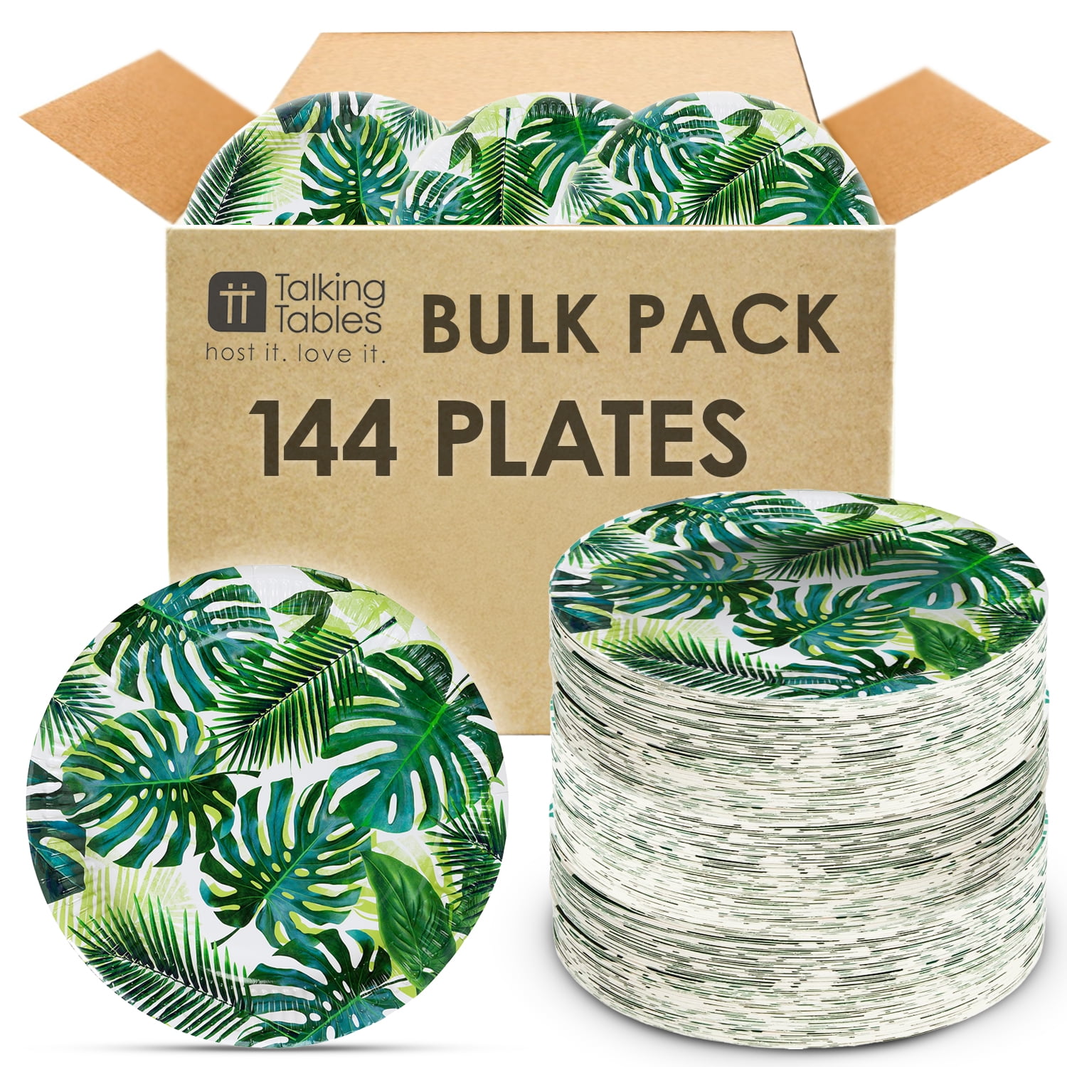 Talking Tables 144 x Tropical Palm Disposable Patterned Paper Plates ...