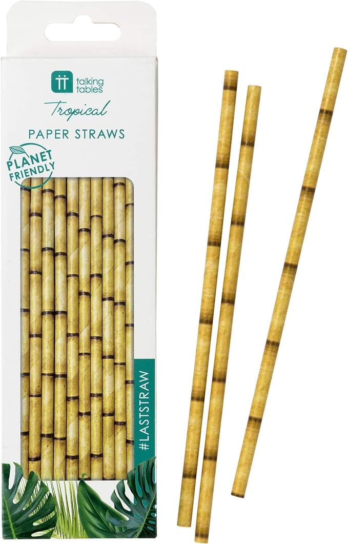 Talking Tables FST6-STRAW Tropical Fiesta Bamboo Paper Straws, Pack of ...