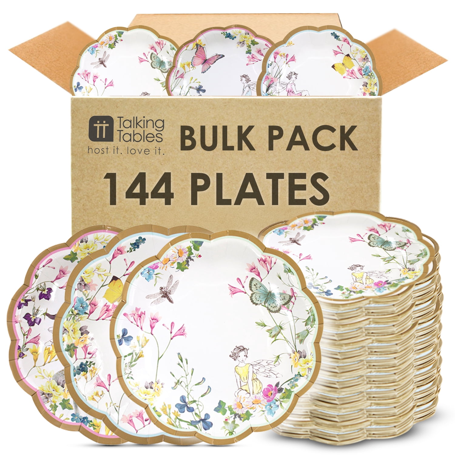 Talking Tables Fairy Design Disposable Paper Plates, 144-Count, 7-Inch ...
