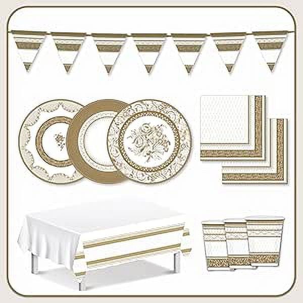 Talking Tables Gold and White Party Pack Decorations for 16 Guests ...