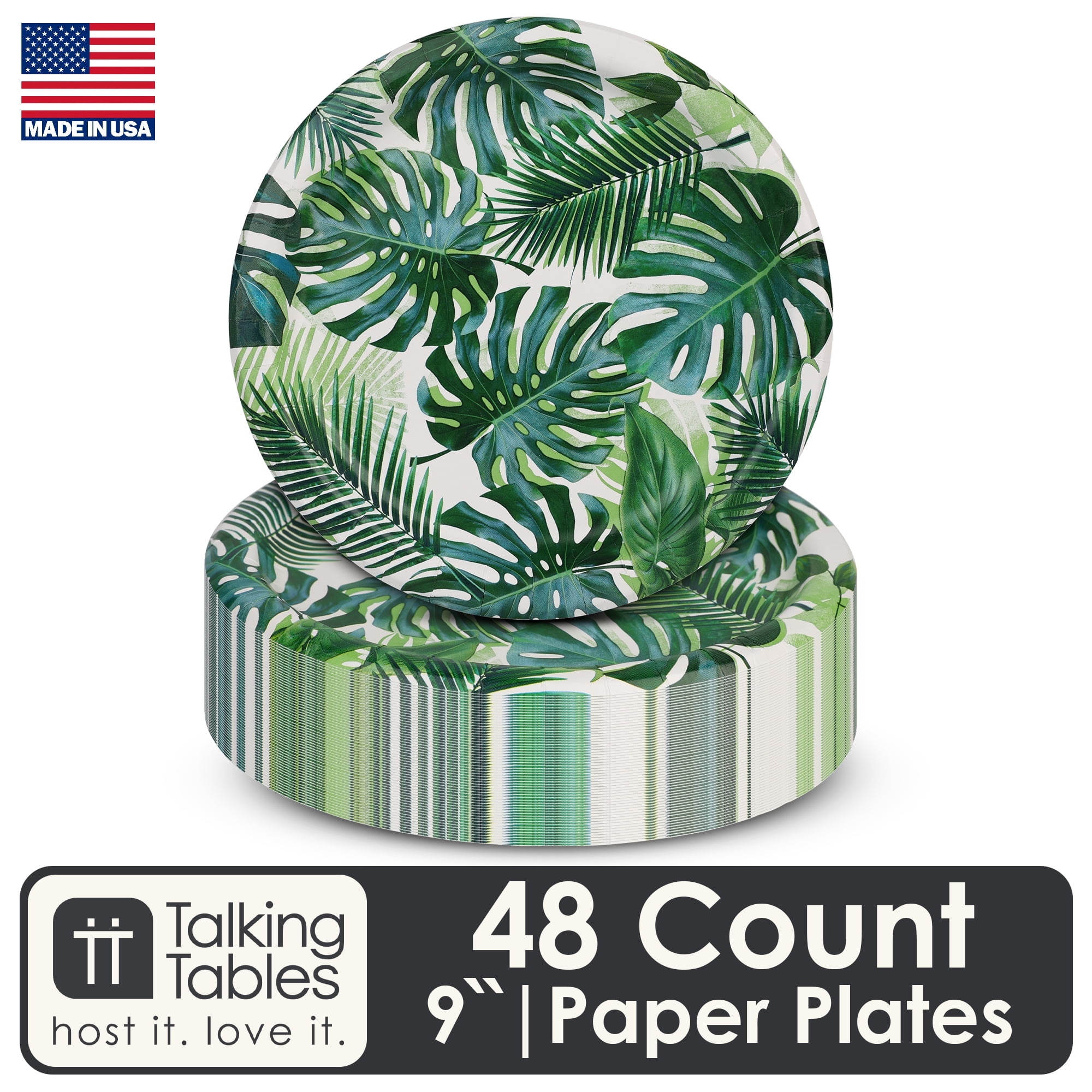 Talking Tables 48 x Tropical Paper Plates, Made in USA, 9 Inches Bulk ...