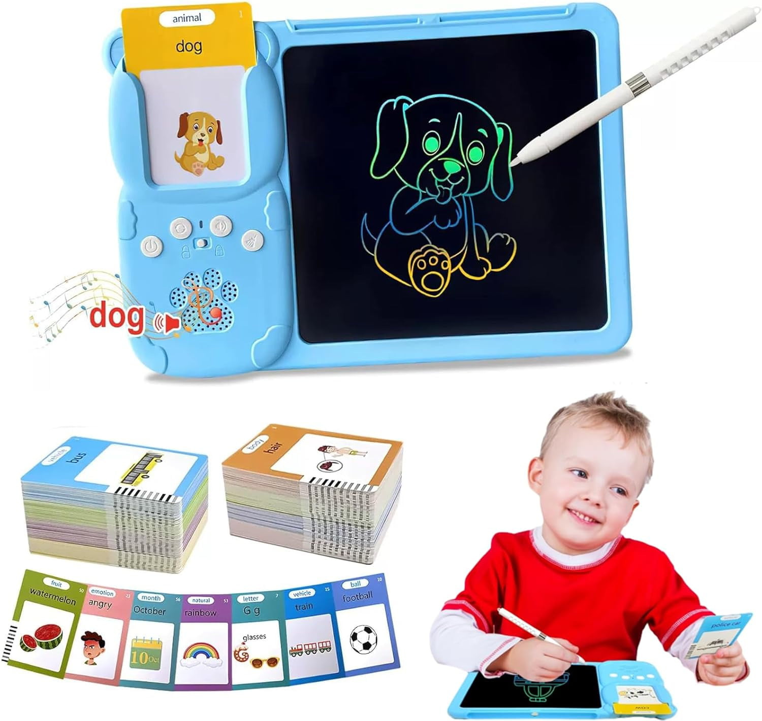 Talking Tablet, Talking Flash Cards for Toddlers, 224/510 Words, 2-in-1 ...