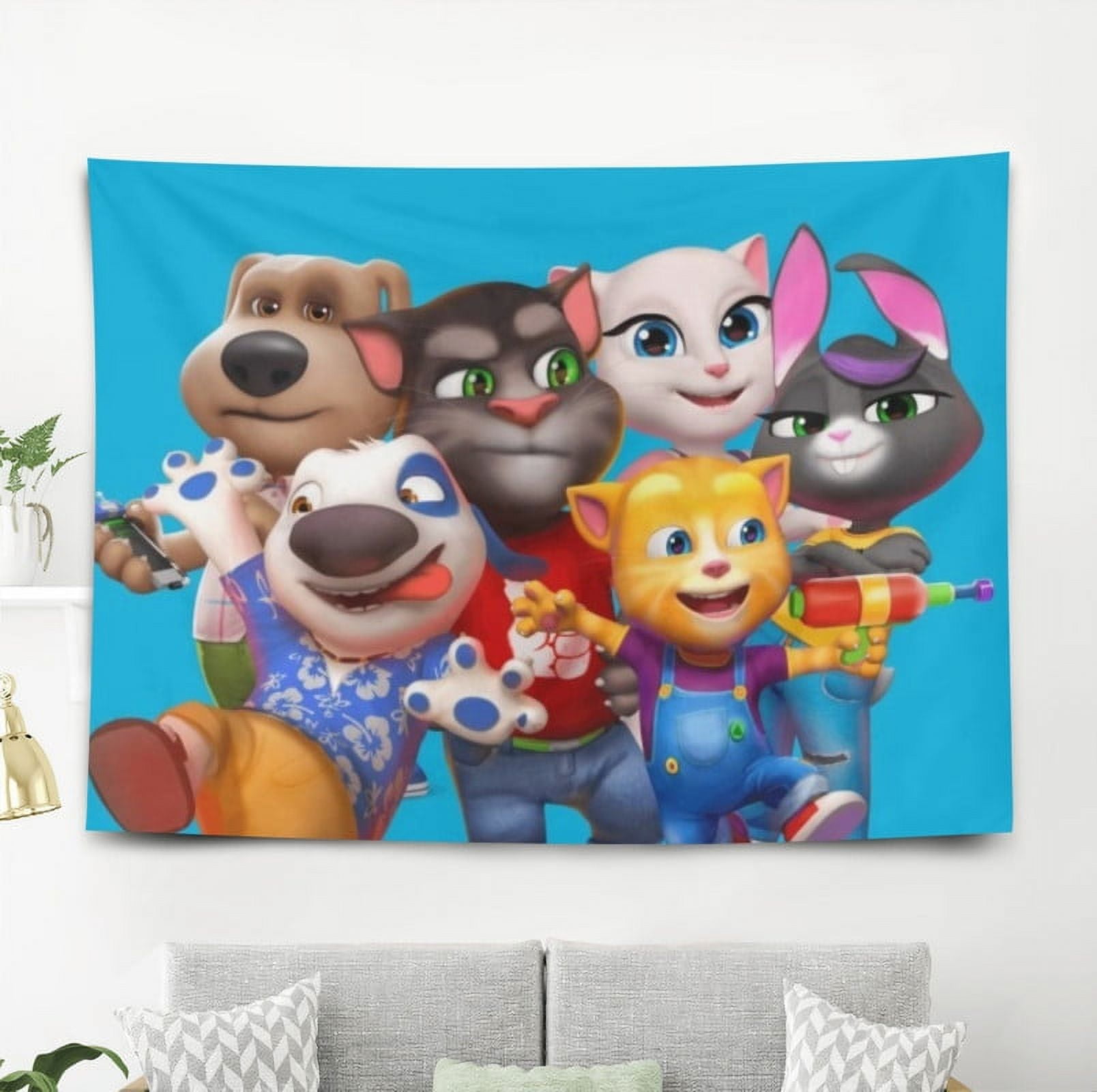 Talking Tom Tapestry Gift Wall Hanging Backdrop for Room Bedroom Girls ...