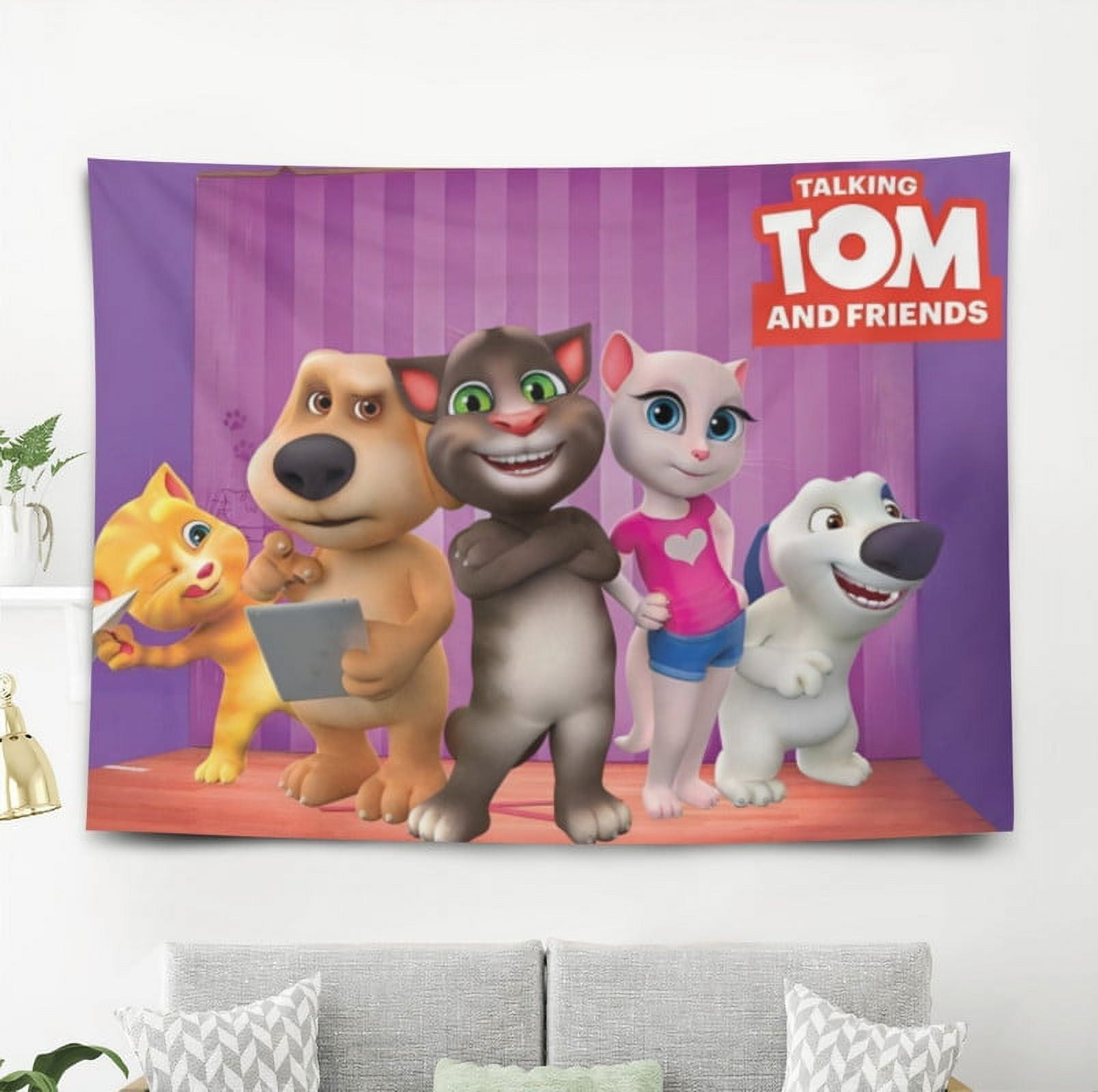 Talking Tom Tapestry Gift Wall Hanging Backdrop for Room Bedroom Girls ...
