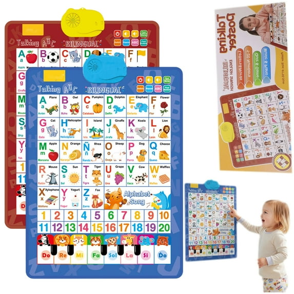 Talking Wall Charts for Kids Bilingual,Talking English Learning Board ...