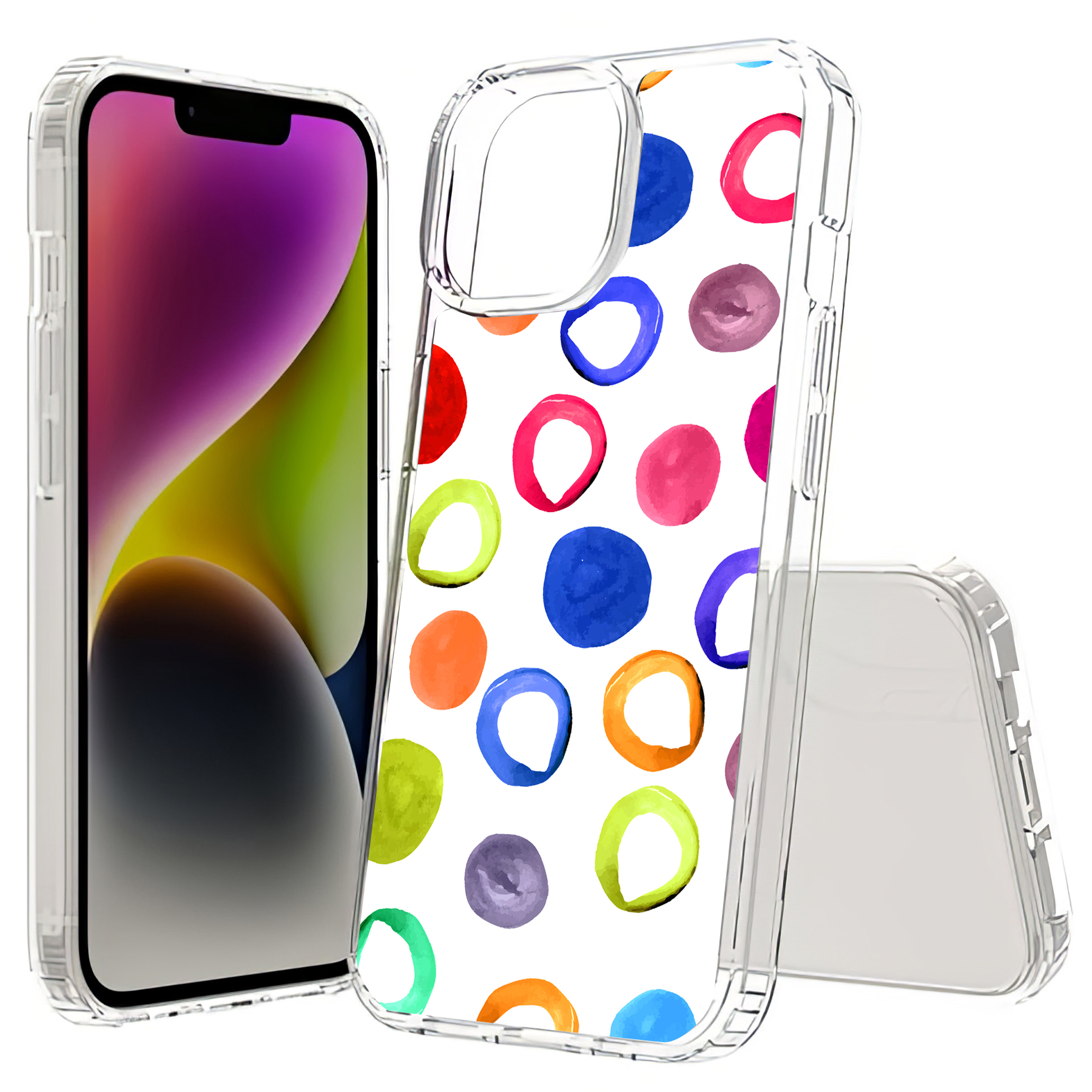 TalkingCase Hybrid Phone Cover Compatible for Apple iPhone 15, Polka ...