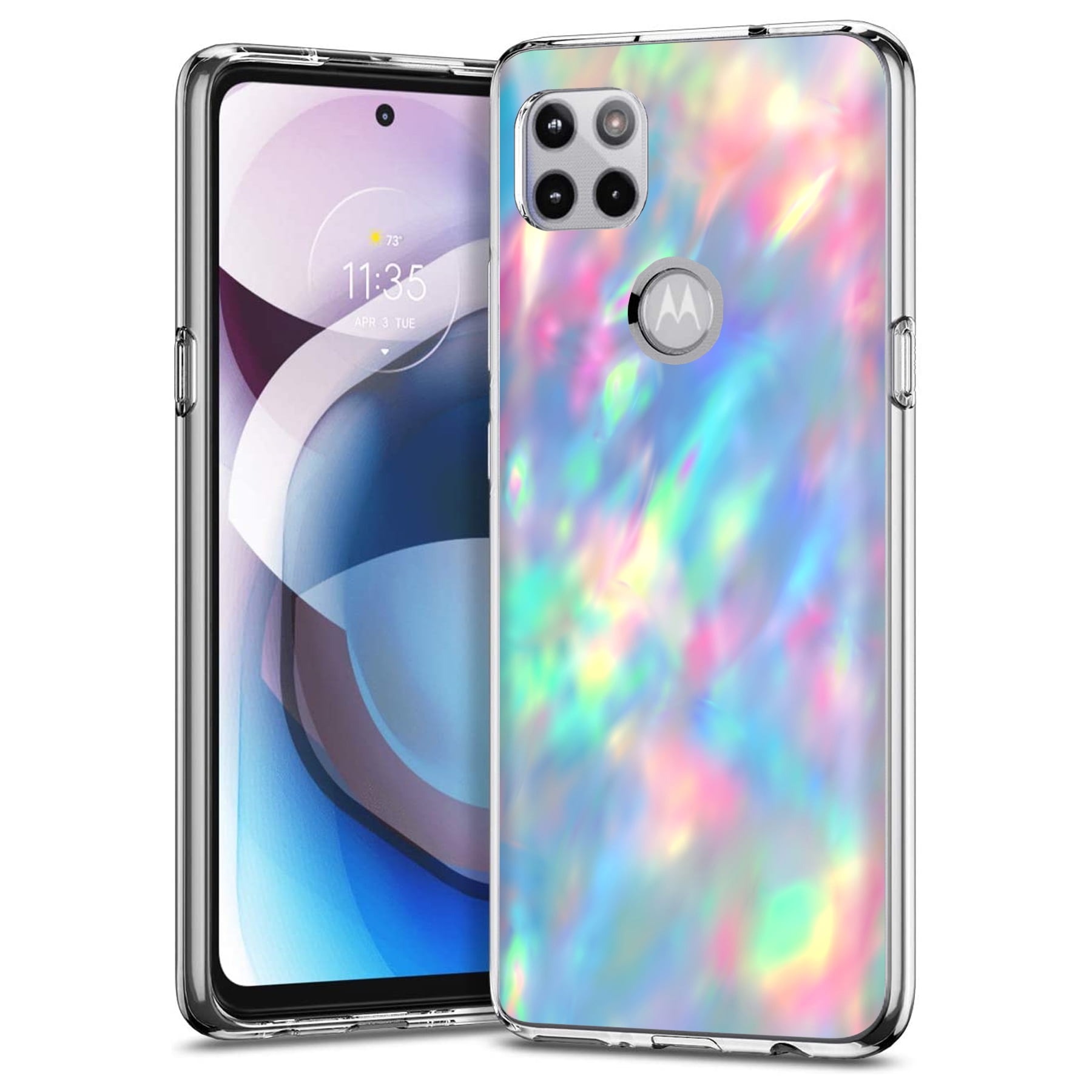TalkingCase Slim Case Compatible for Motorola One 5G Ace/5G UW Ace, Opal Marble 1 Print ...