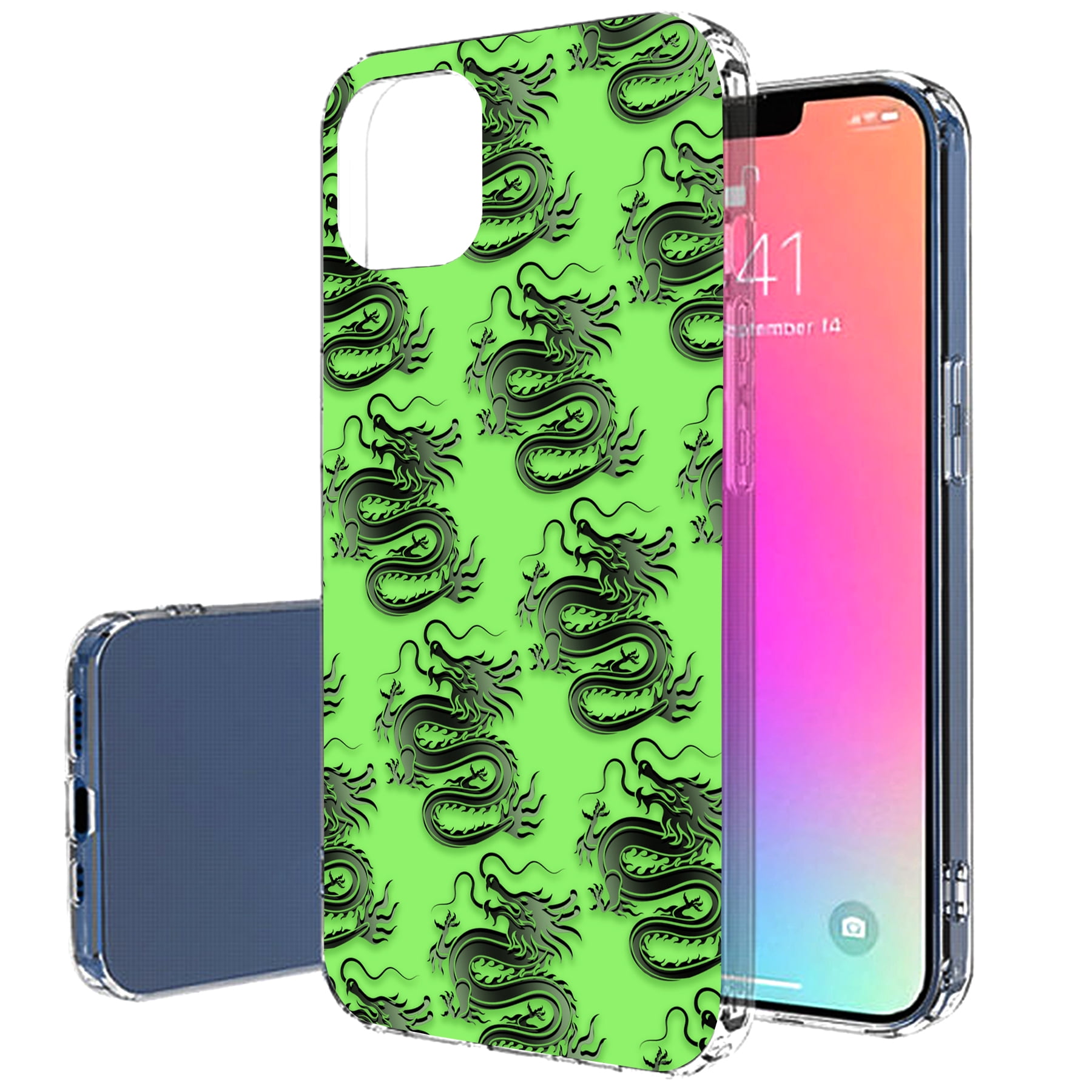TalkingCase Slim Case for Apple iPhone 13, Green Dragon Pattern Print ...