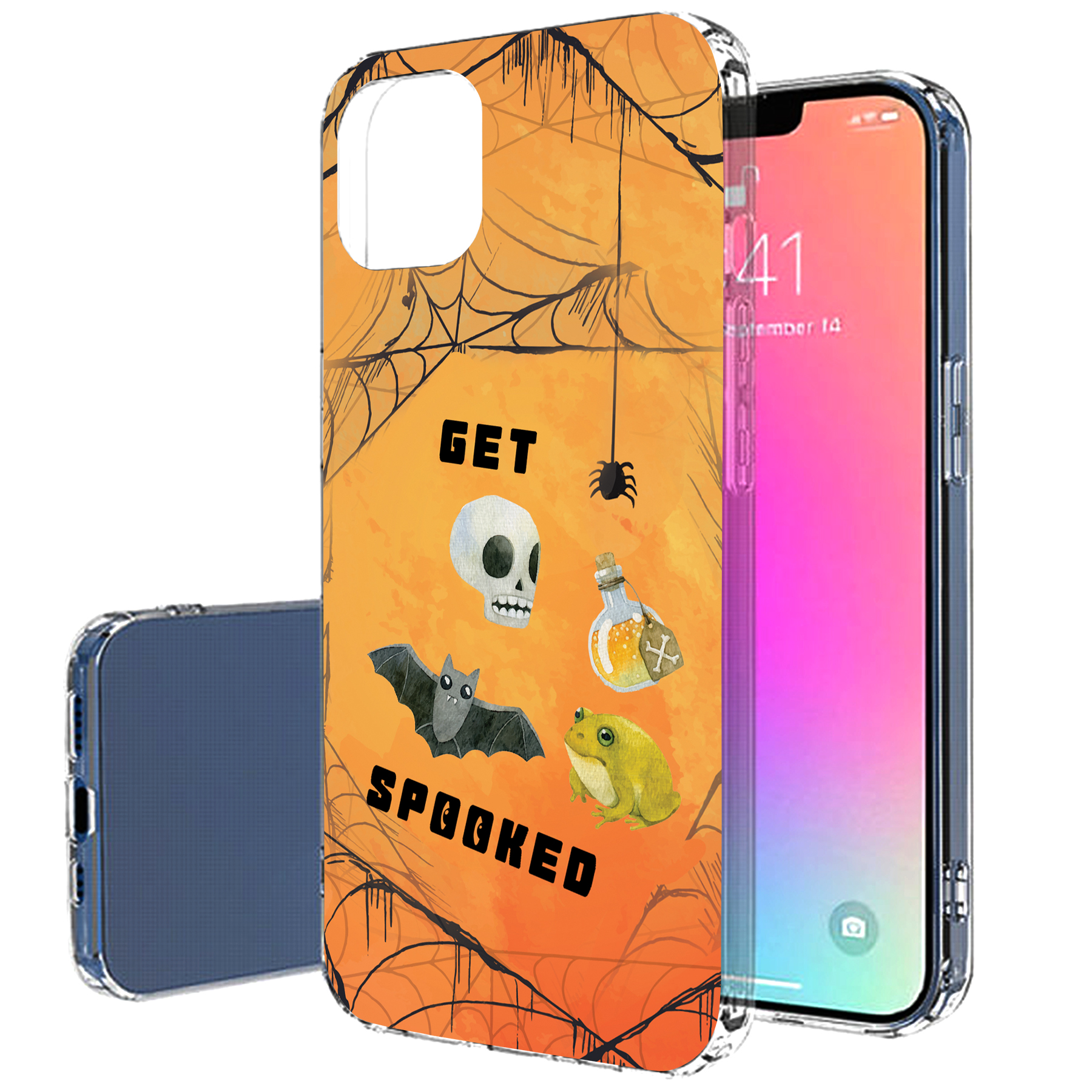 TalkingCase Slim Case for Apple iPhone 13, Spooked Spider Bats Print, Lightweight, Soft, USA ...