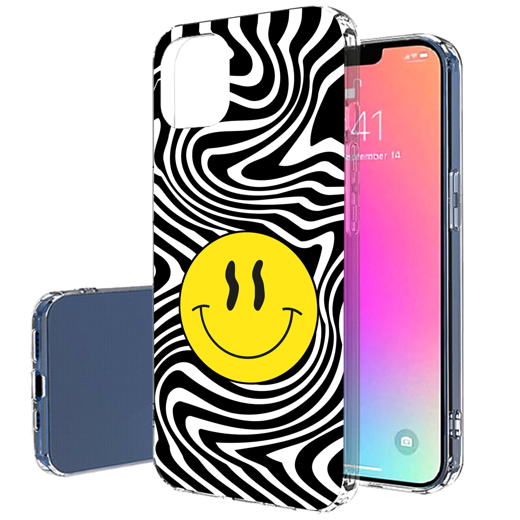 TalkingCase Slim Case for Apple iPhone 13, Trippy Smiley Face Print ...