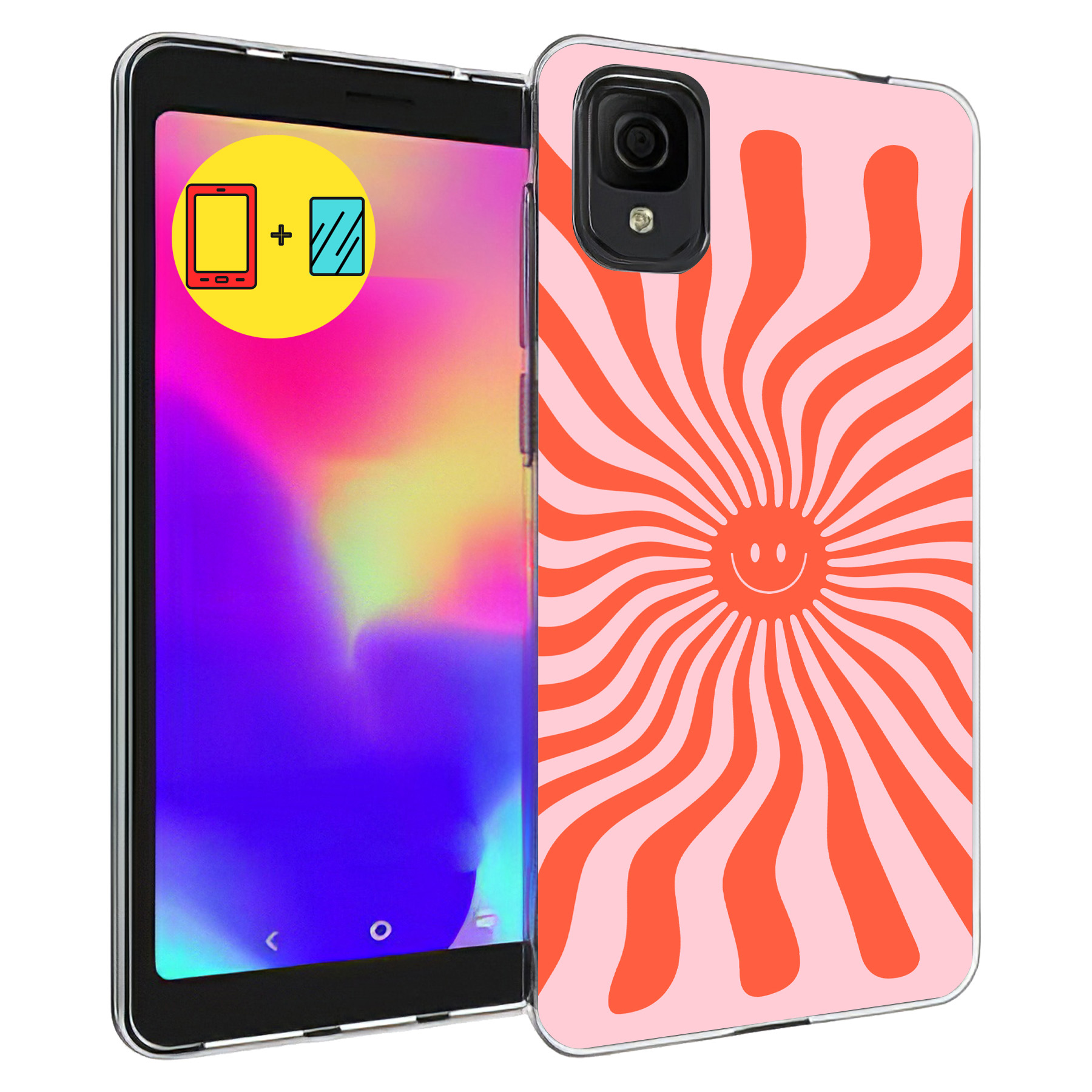 TalkingCase Slim Fit Phone Case Made for TCL ION Z, Pink Radial Smile ...