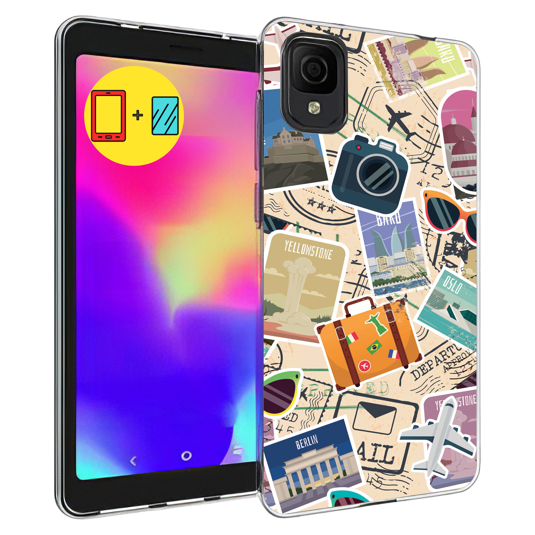 TalkingCase Slim Fit Phone Case Made for TCL ION Z, Travel Stickers ...