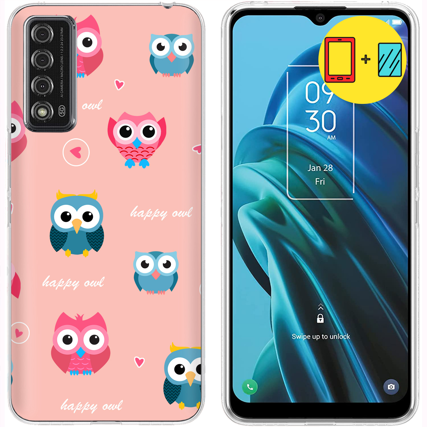 TalkingCase Slim Phone Case Compatible for TCL Stylus 5G 2022, Cute Happy Owl Pink Print, w ...