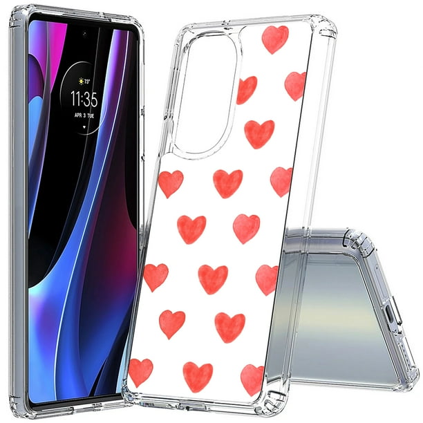 TalkingCase Slim Phone Case Compatible for Motorola Edge 2022, Red Love Hearts Print, Light ...