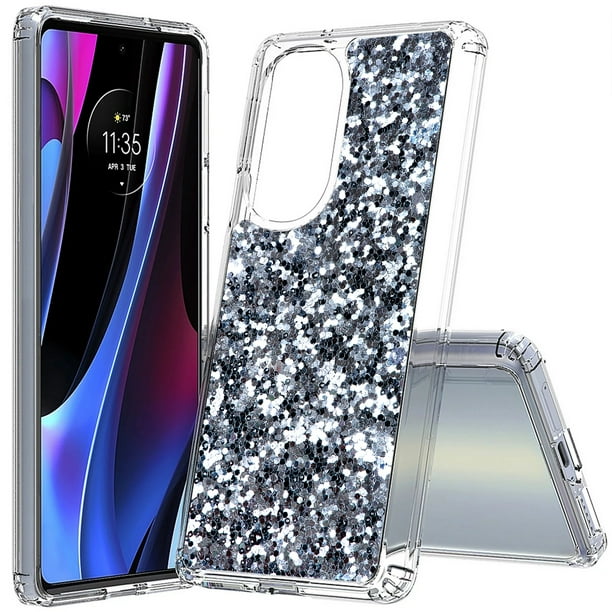 TalkingCase Slim Phone Case Compatible for Motorola Edge 2022, Silver Sparklings Print, Light ...