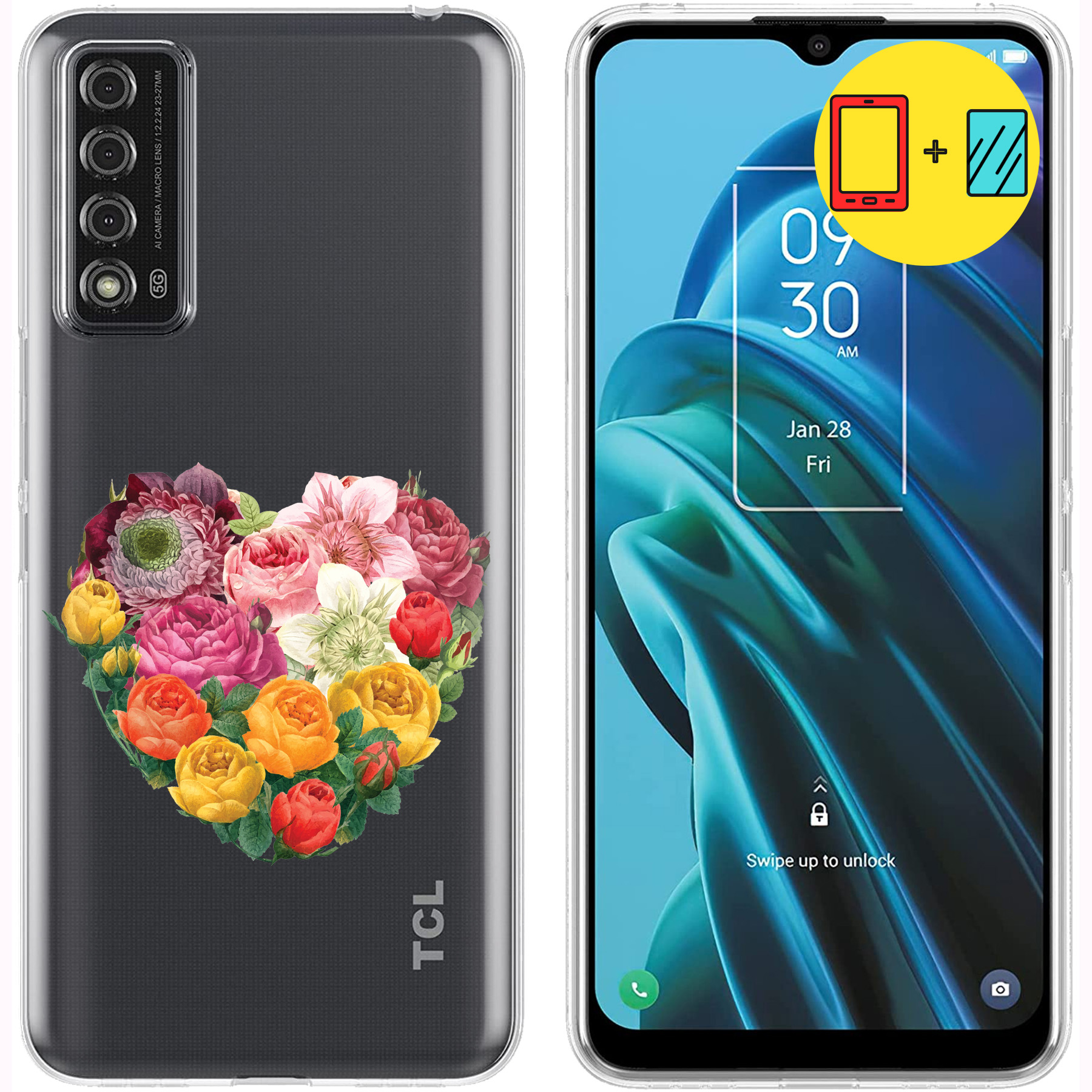 TalkingCase Slim Phone Case Compatible for TCL Stylus 5G 2022, Flower Heart Print, w/ Glass ...